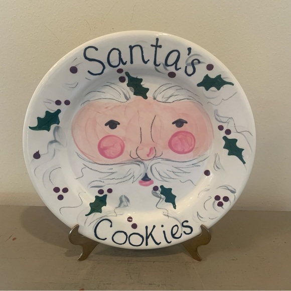 Holiday | Vtg Homemade Painted Santas Cookies Plate | Poshmark